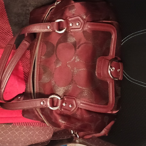 Coach | Bags | Coach Maroon Burgundy Wshimmery Design | Poshmark
